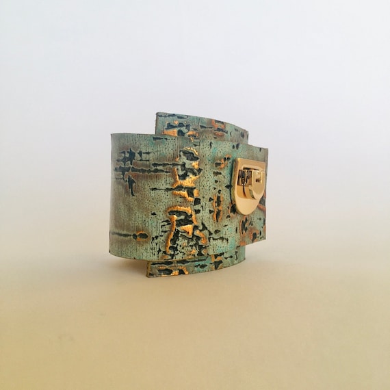 Unique Leather Bracelet Woman' S Leather Cuff Wide - Etsy