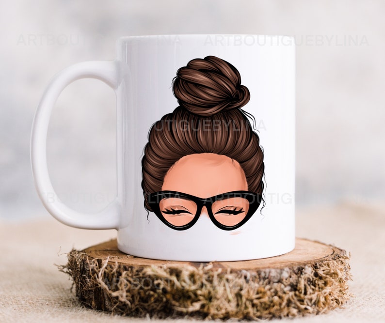 Brown Hair Messy Bun Sublimation Design (digital File) - Etsy
