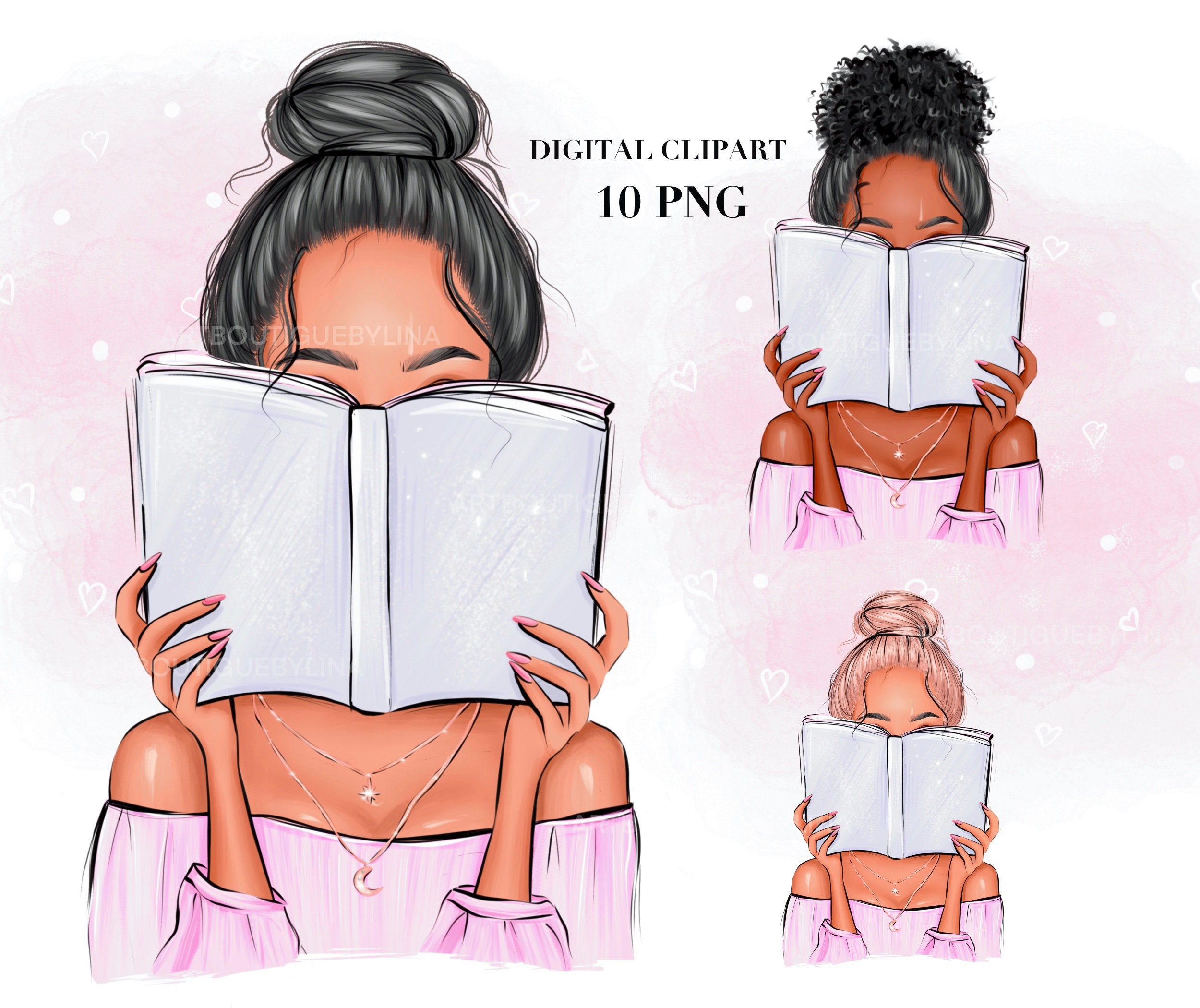 Bookworm Clipart I Love Books Clipart Books Clipart Girl - Etsy