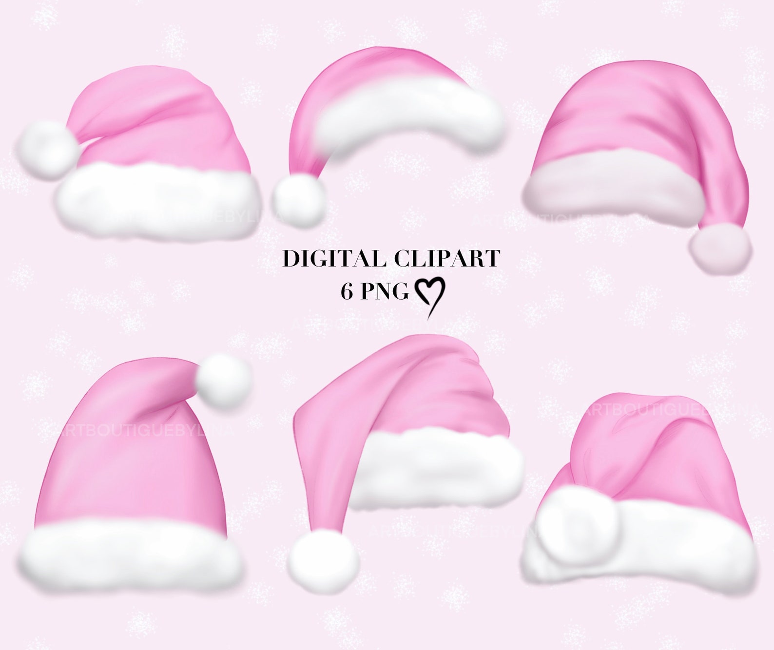 Pink Santa Hat Christmas Clipart Instant Digital Download - Etsy