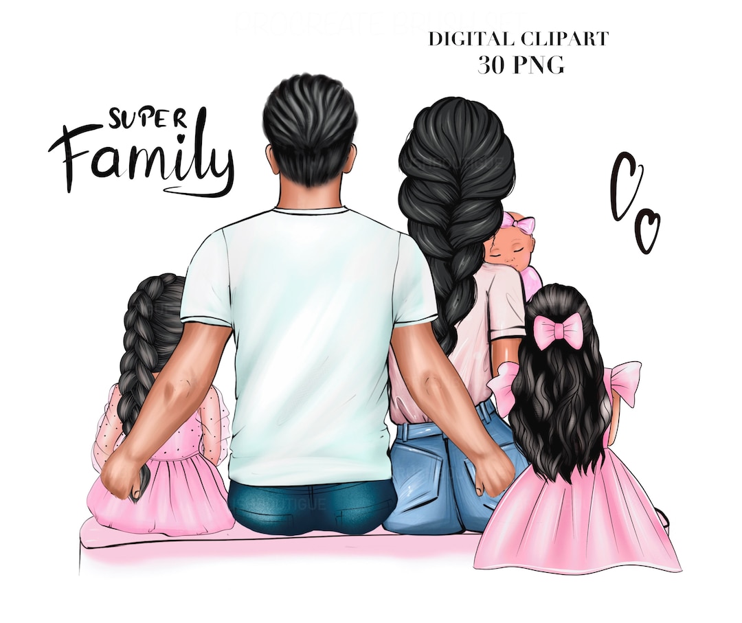Family Clipart, Father Mother Daughters Clipart, Daughters Baby, Dad ...