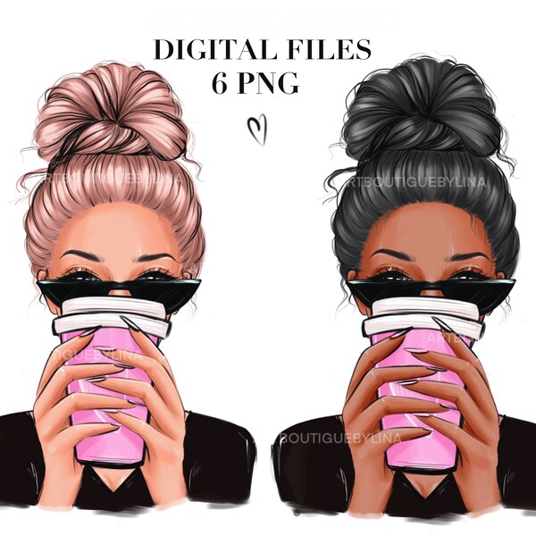 Black Girl Coffee Png Etsy