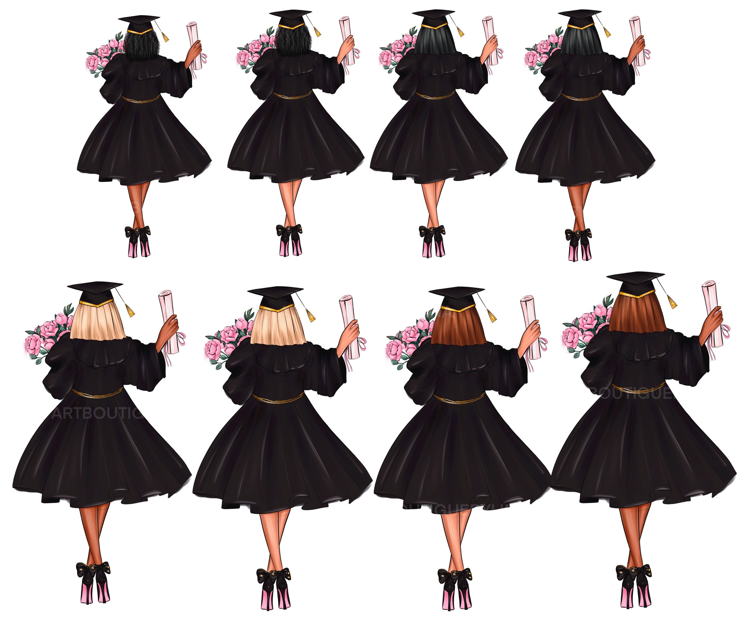 Graduation Girls Clipart Graduation Clipart Grads Friends - Etsy UK