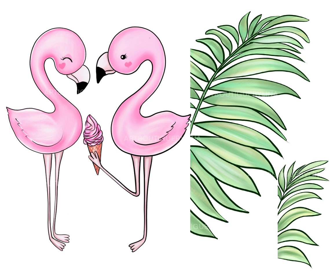 Flamingo clipart Cute Flamingo Clipart Tropical Bird Clip | Etsy