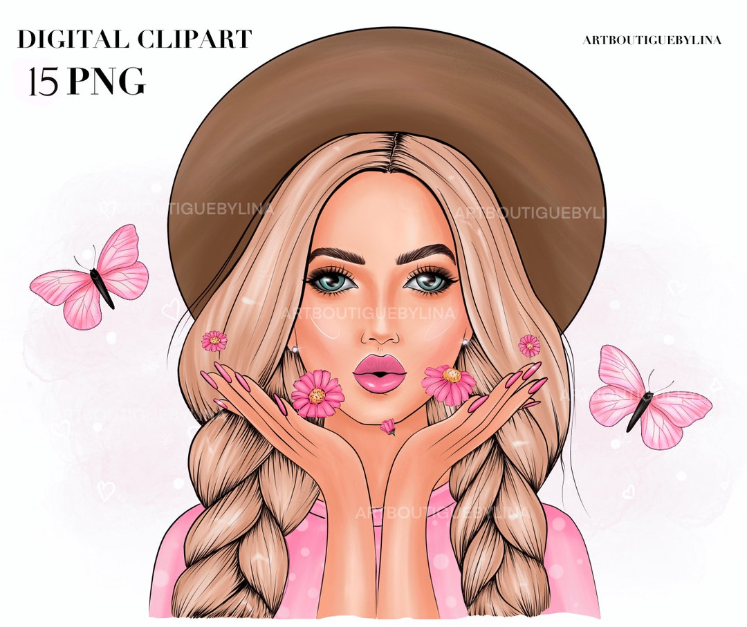 Spring Floral Flower Clipart, Air Kiss Clipart, Summer Clipart ...