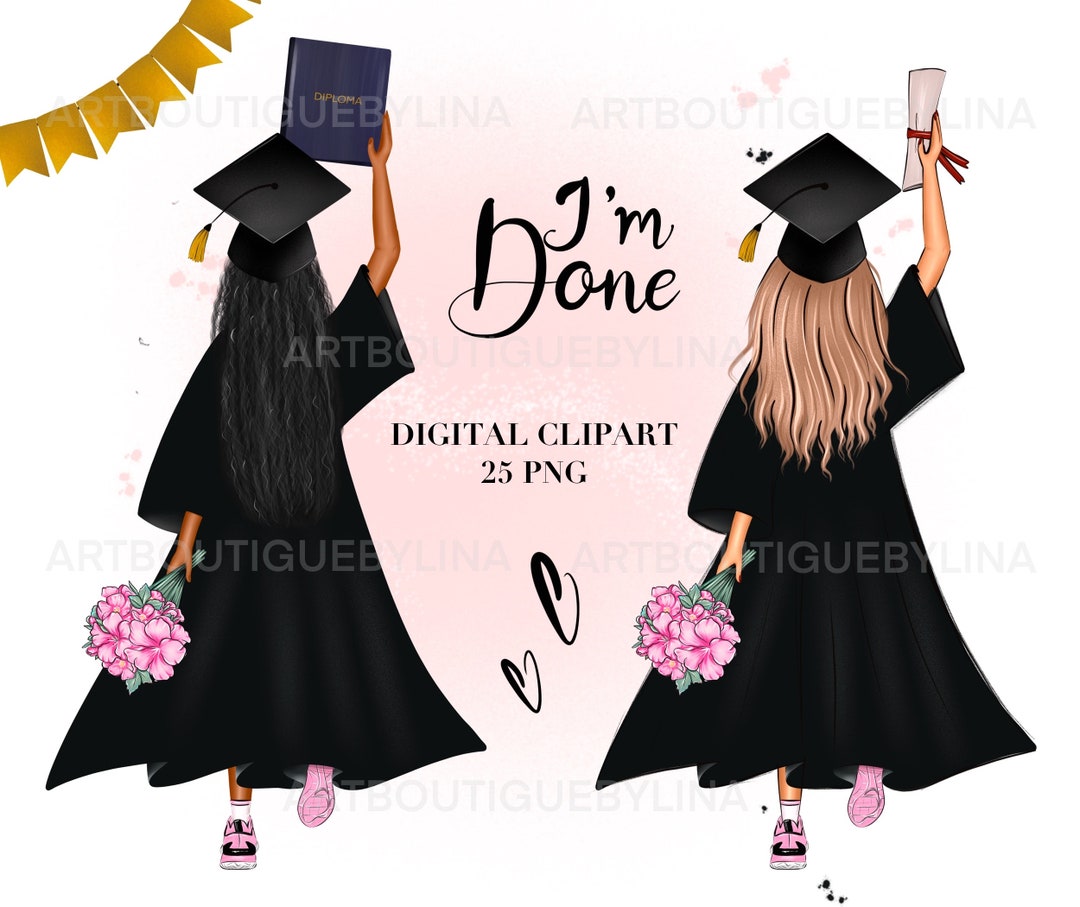 Graduation Girls Clipart, Graduation Clipart, Grads Friends, Graduates ...