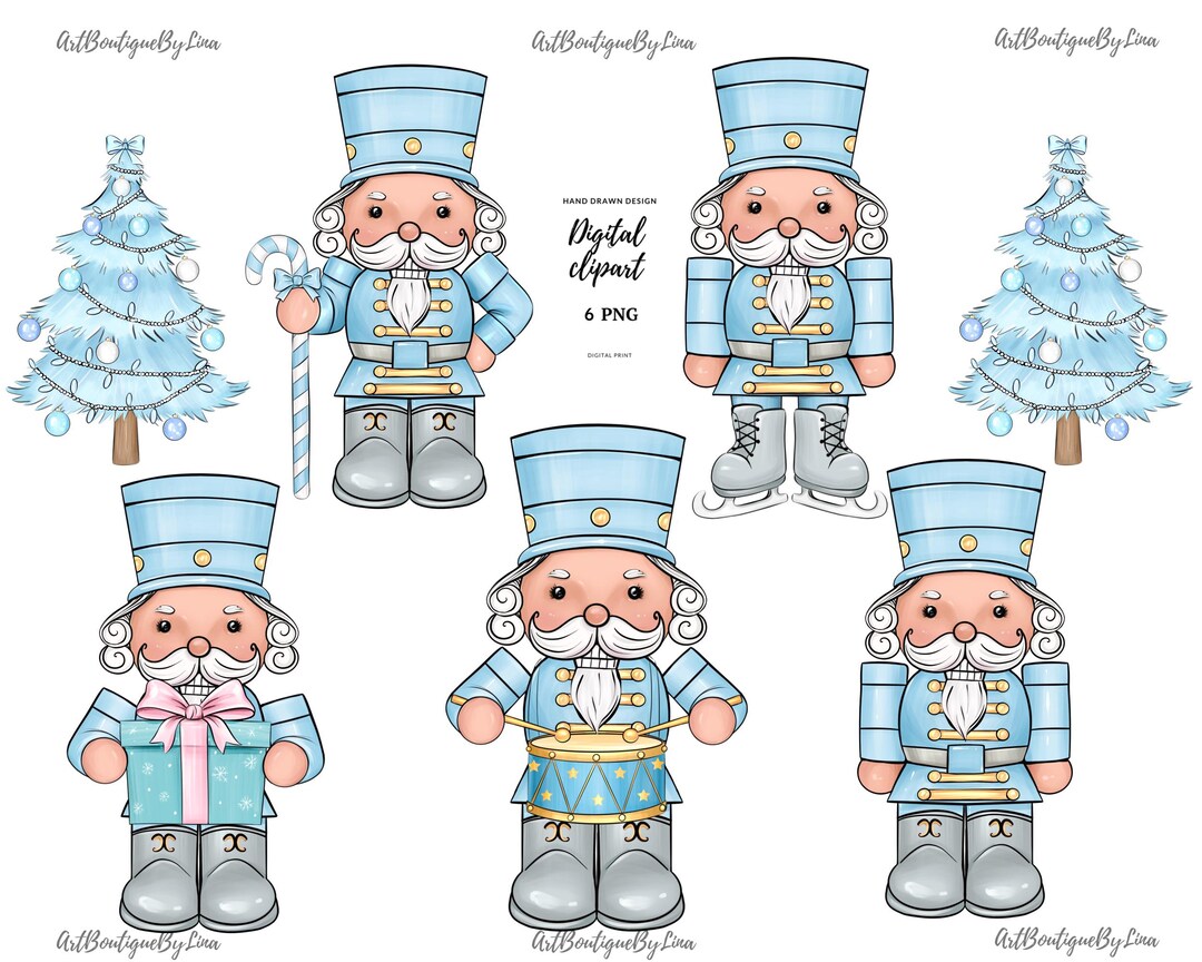 Blue Nutcracker Clipart Set – Pastel Christmas Soldier PNG - Etsy
