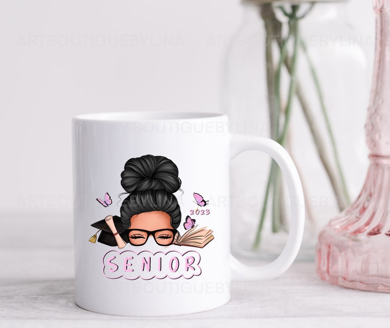 Messy Bun Black Hair Senior 2023 Png Graduate Messy Bun Png - Etsy