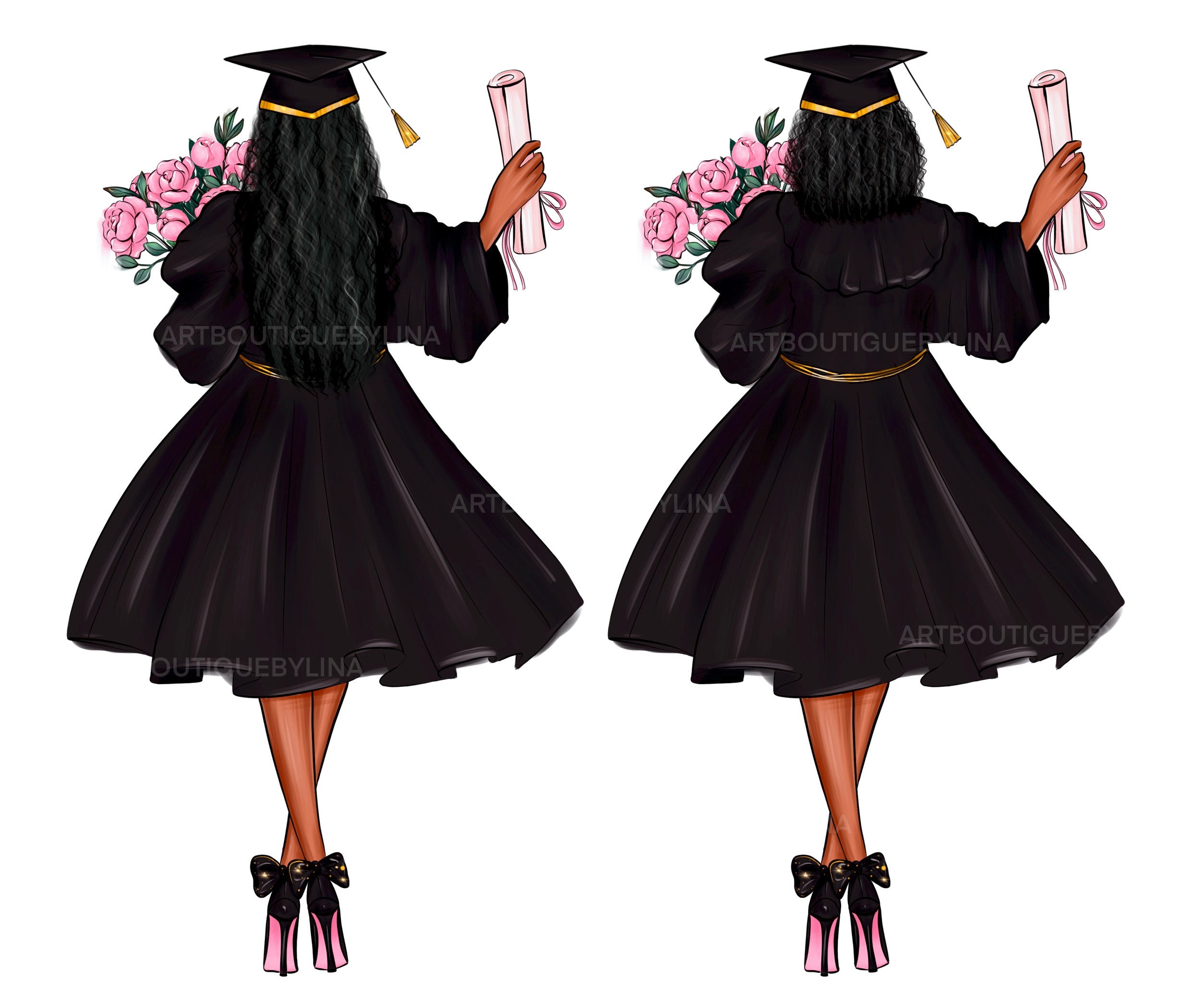 Graduation Girls Clipart Graduation Clipart Grads Friends - Etsy