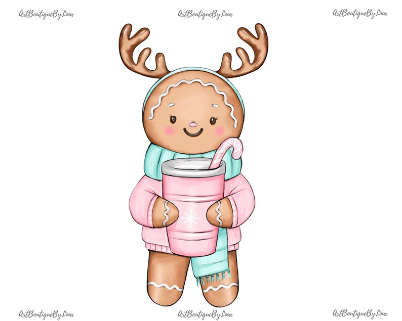 Pink Christmas Cookie Clipart Set | Pastel Holiday PNG - Etsy