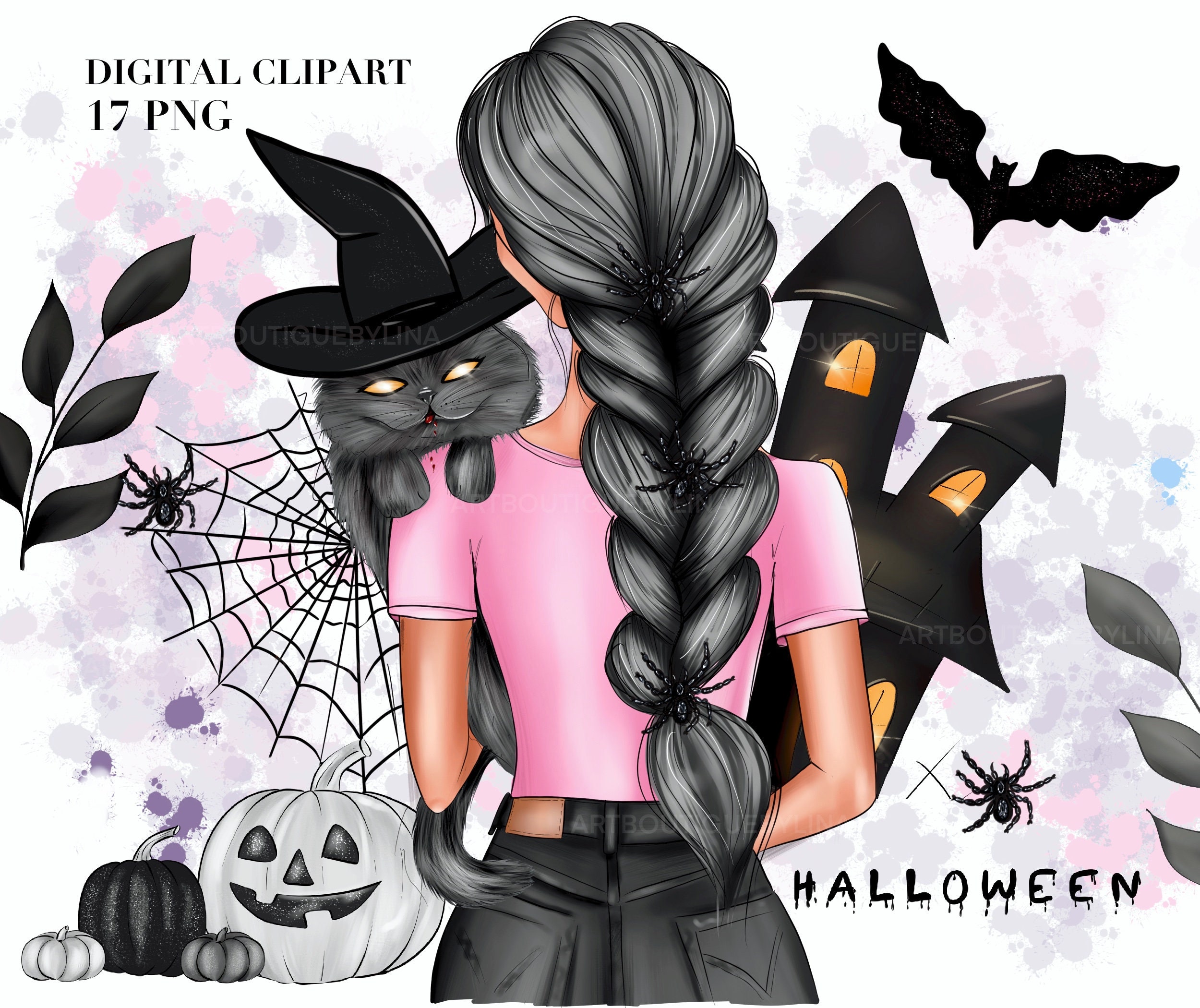 Halloween Witch Spooky Halloween Fashion Clipart Halloween - Etsy