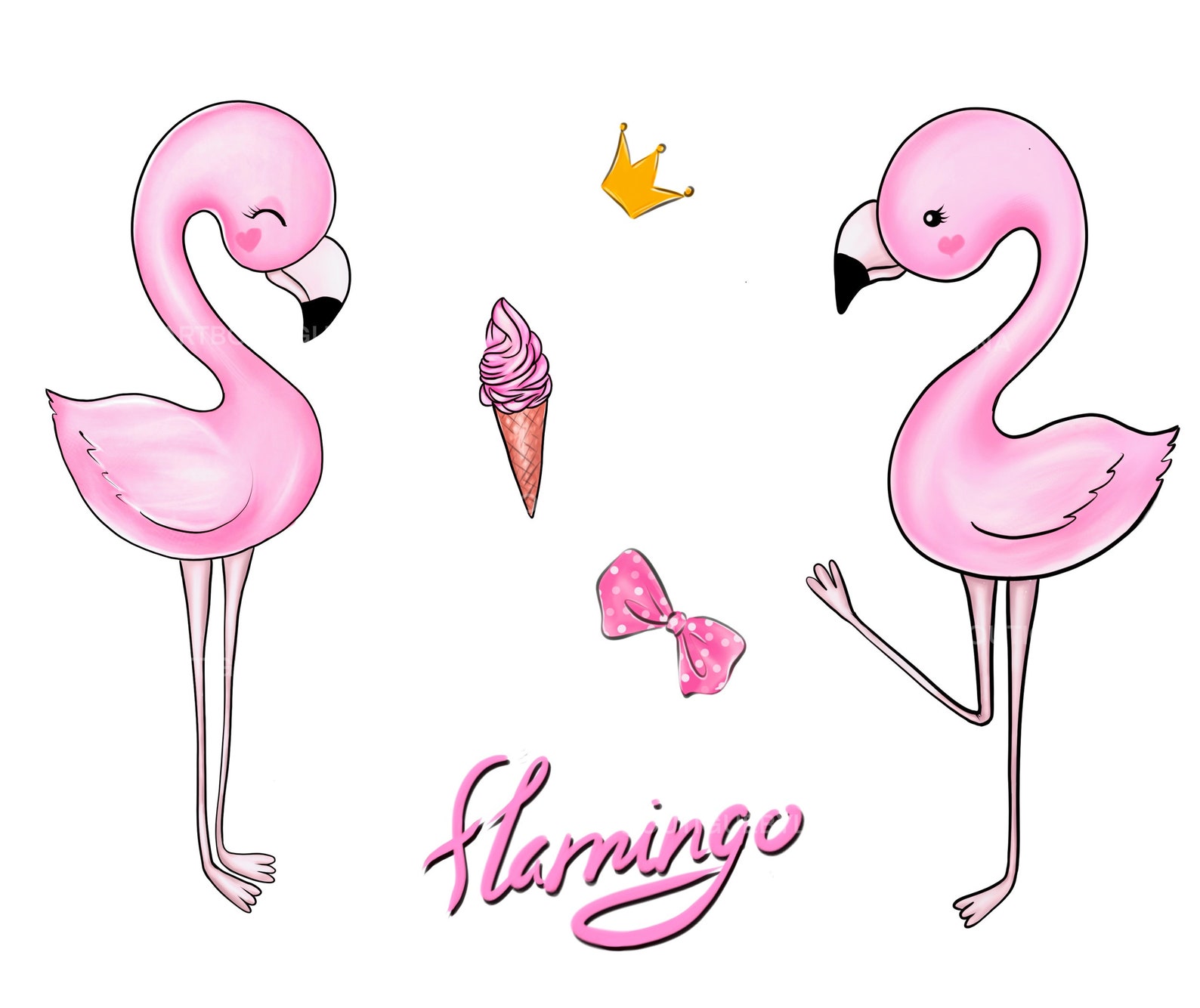 Flamingo clipart Cute Flamingo Clipart Tropical Bird Clip | Etsy