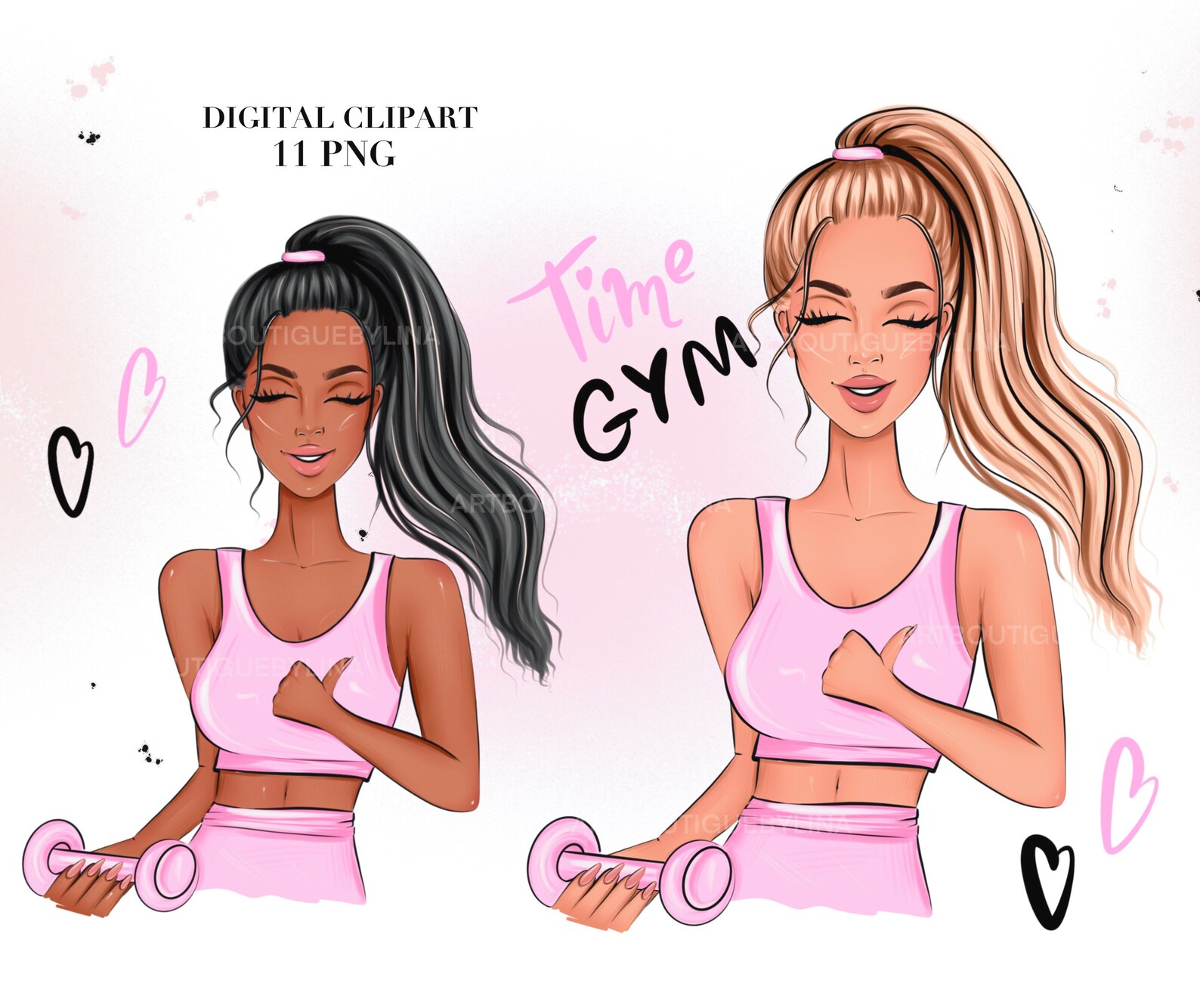 Time Gym Clipart Sport Girl Clipart Gym Girl Clipart - Etsy