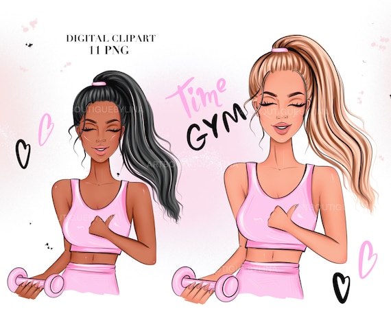 Time Gym Clipart Sport Girl Clipart Gym Girl Clipart | Etsy Canada