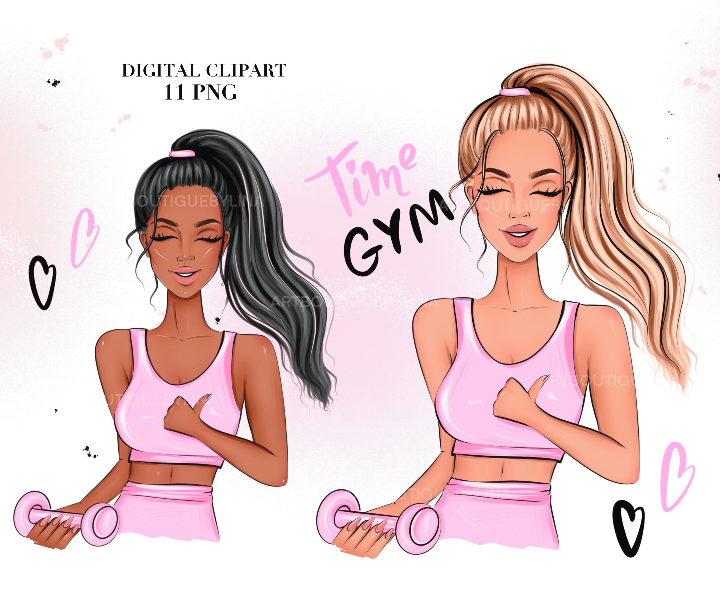 Time Gym Clipart Sport Girl Clipart Gym Girl Clipart - Etsy Canada