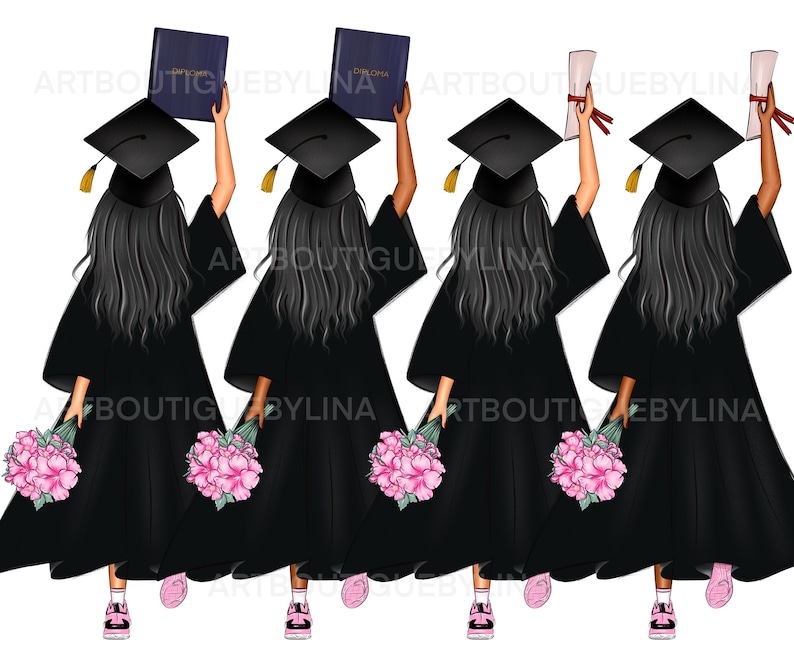 Graduation Girls Clipart Graduation Clipart Grads Friends - Etsy