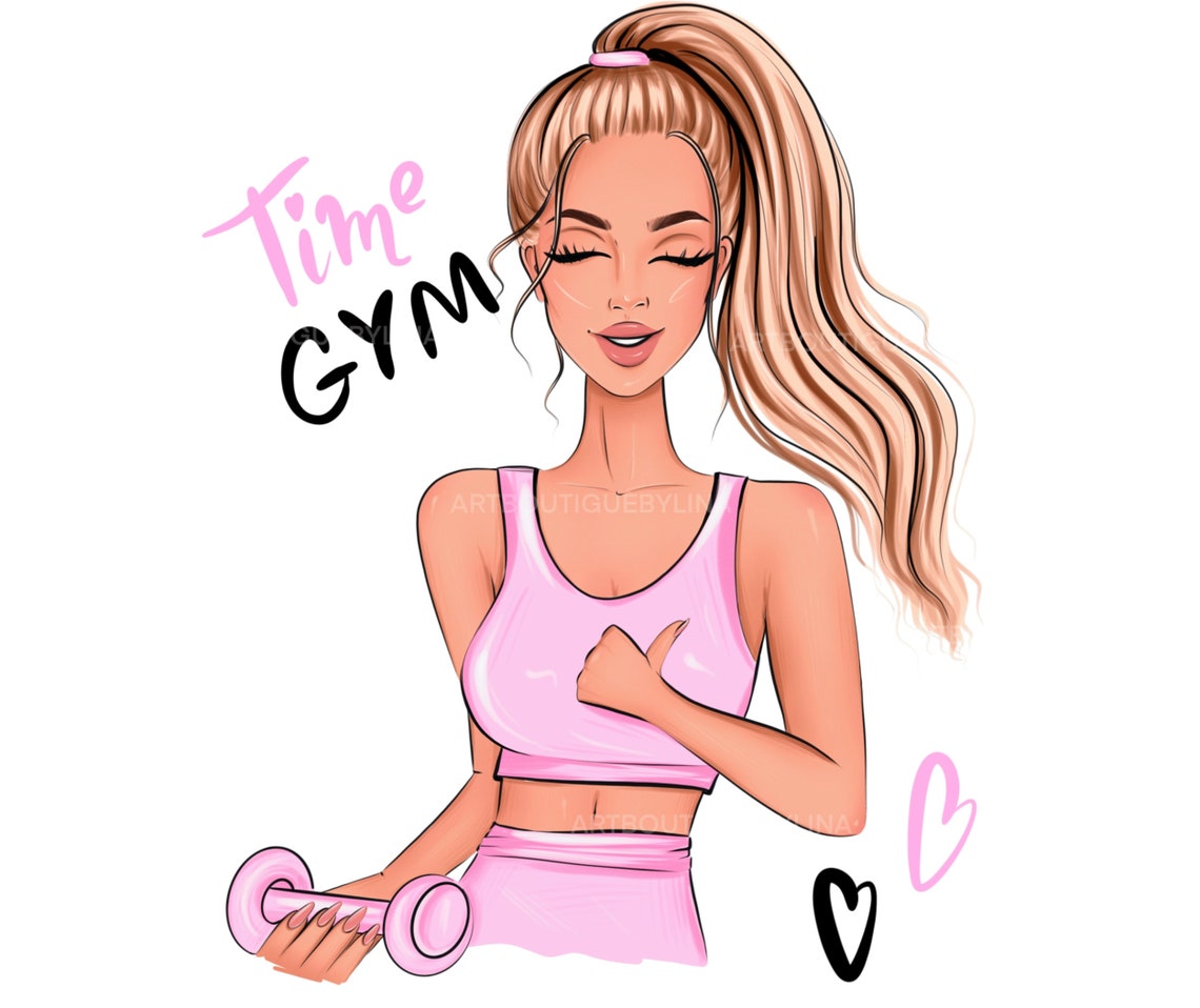 Time Gym Clipart Sport Girl Clipart Gym Girl Clipart - Etsy