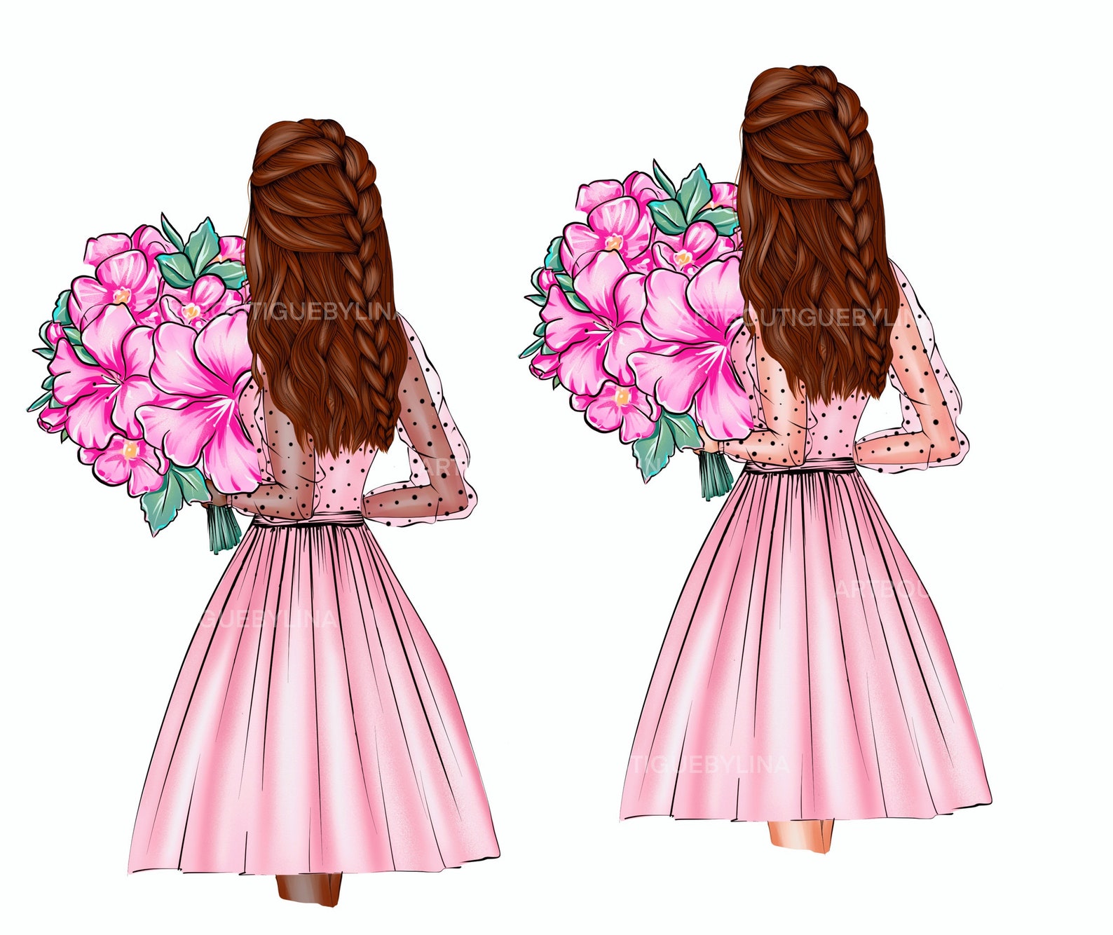 Spring Summer Clipart, Girl With Flowers, Fashion Girl - Etsy
