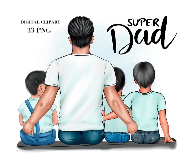 Father's Day Clipart: Dad & Two Sons (33 PNG) (digital Download) - Etsy