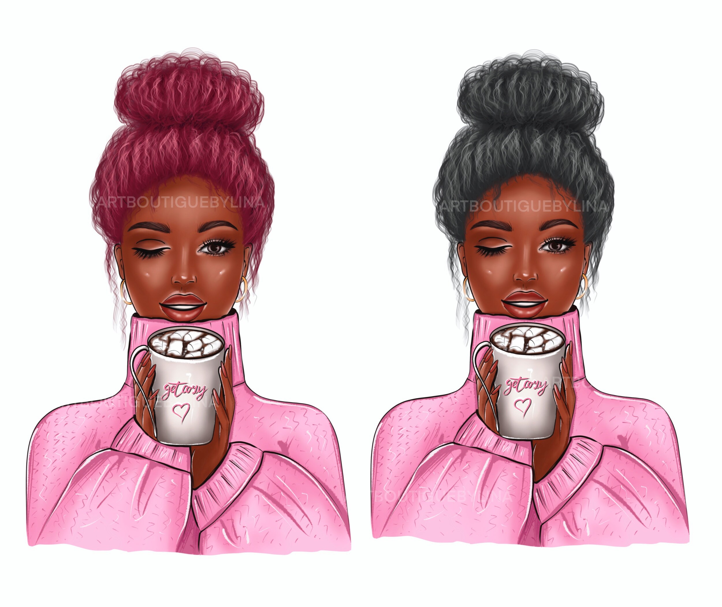 Winter Girl Clipart Fashion Girl Clipart Girl With Coffee - Etsy