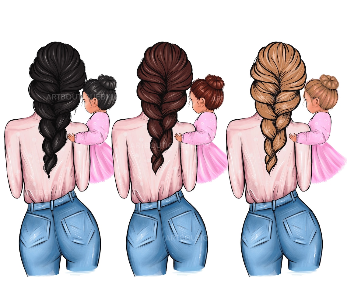 Mother Two Daughters and Two Sons Clipart Mom 4 Kids Clipart - Etsy