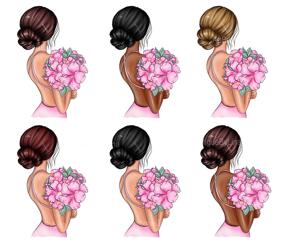 Spring Summer Clipart Printable Art Girl With Flowers - Etsy