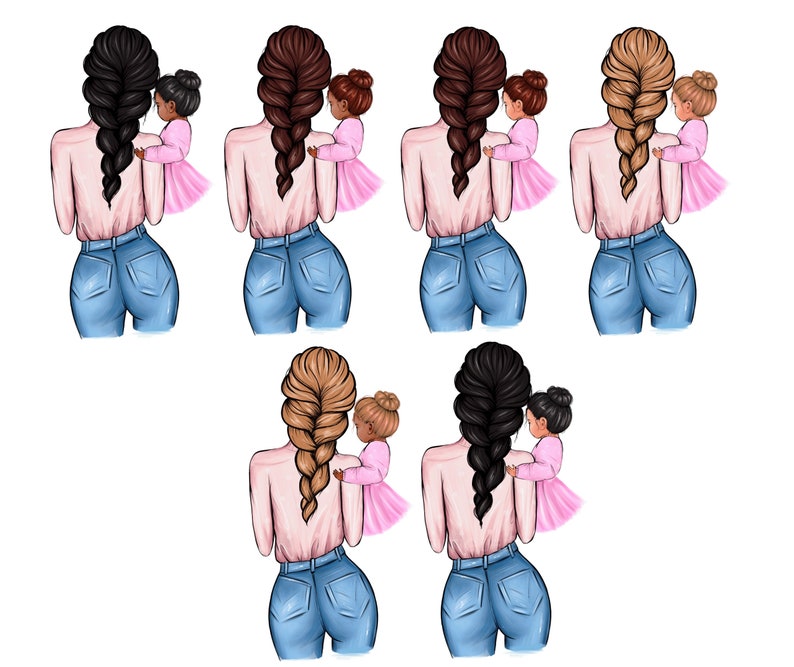 Mother Daughters Clipart Mom 4 Girls Clipart Mom Clipart - Etsy