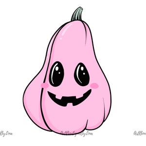 Cute Pink Halloween Pumpkin Clipart Set, Pumpkin Faces PNG, Spooky ...