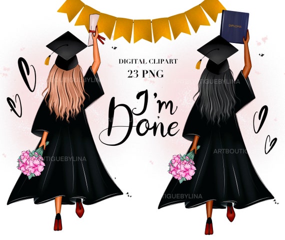 Graduation Girls Clipart Graduation Clipart Grads Friends - Etsy