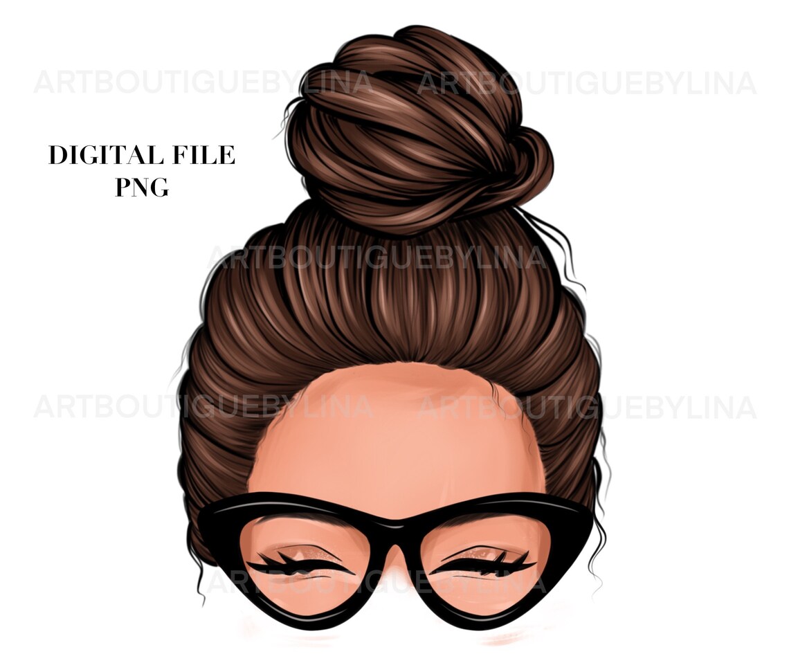 Brown Hair Messy Bun Sublimation Design (digital File) - Etsy