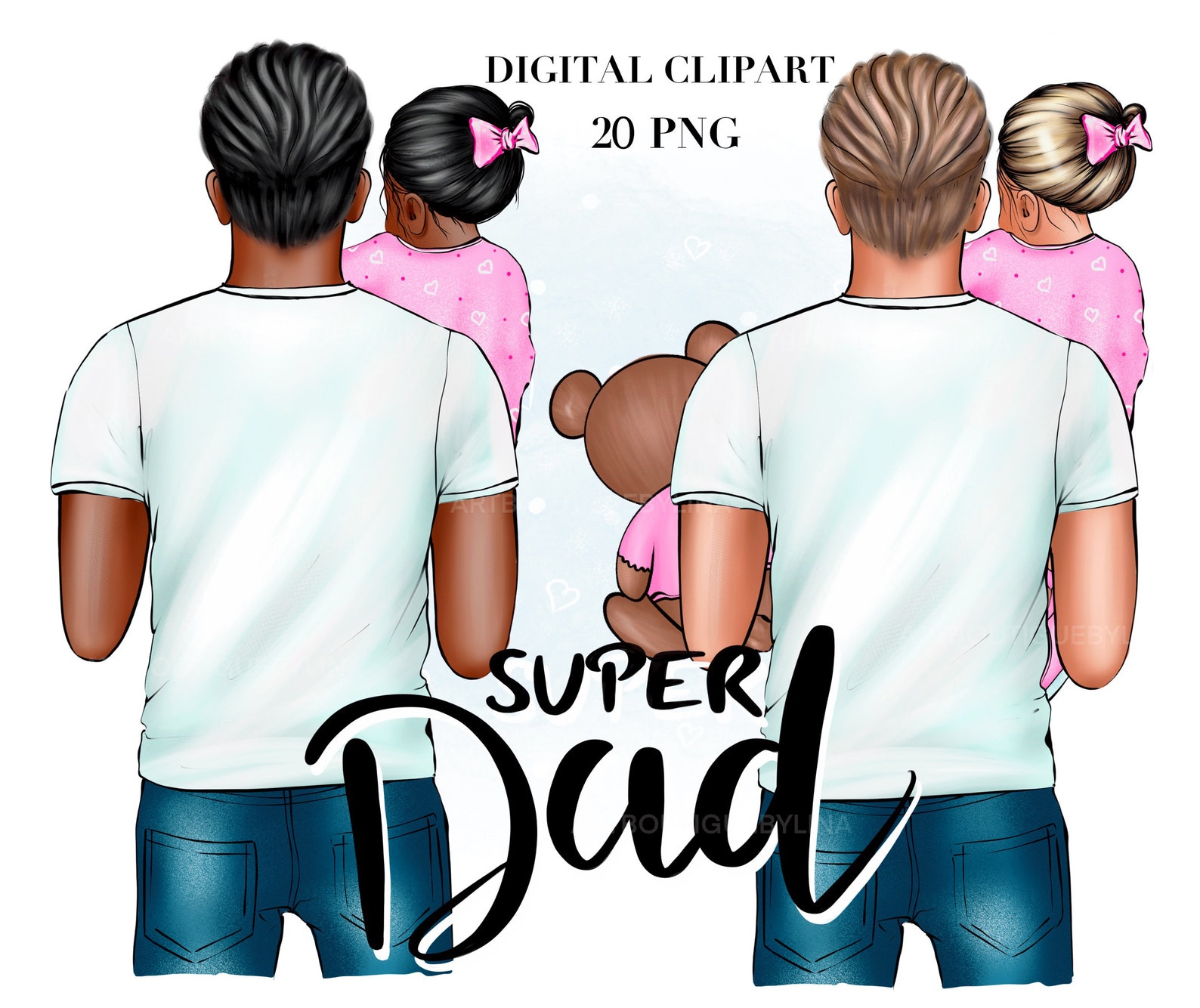 Fathers Day clipart Father daughter clipart Dad girl | Etsy