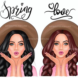 Spring Floral Flower Clipart, Air Kiss Clipart, Summer Clipart ...