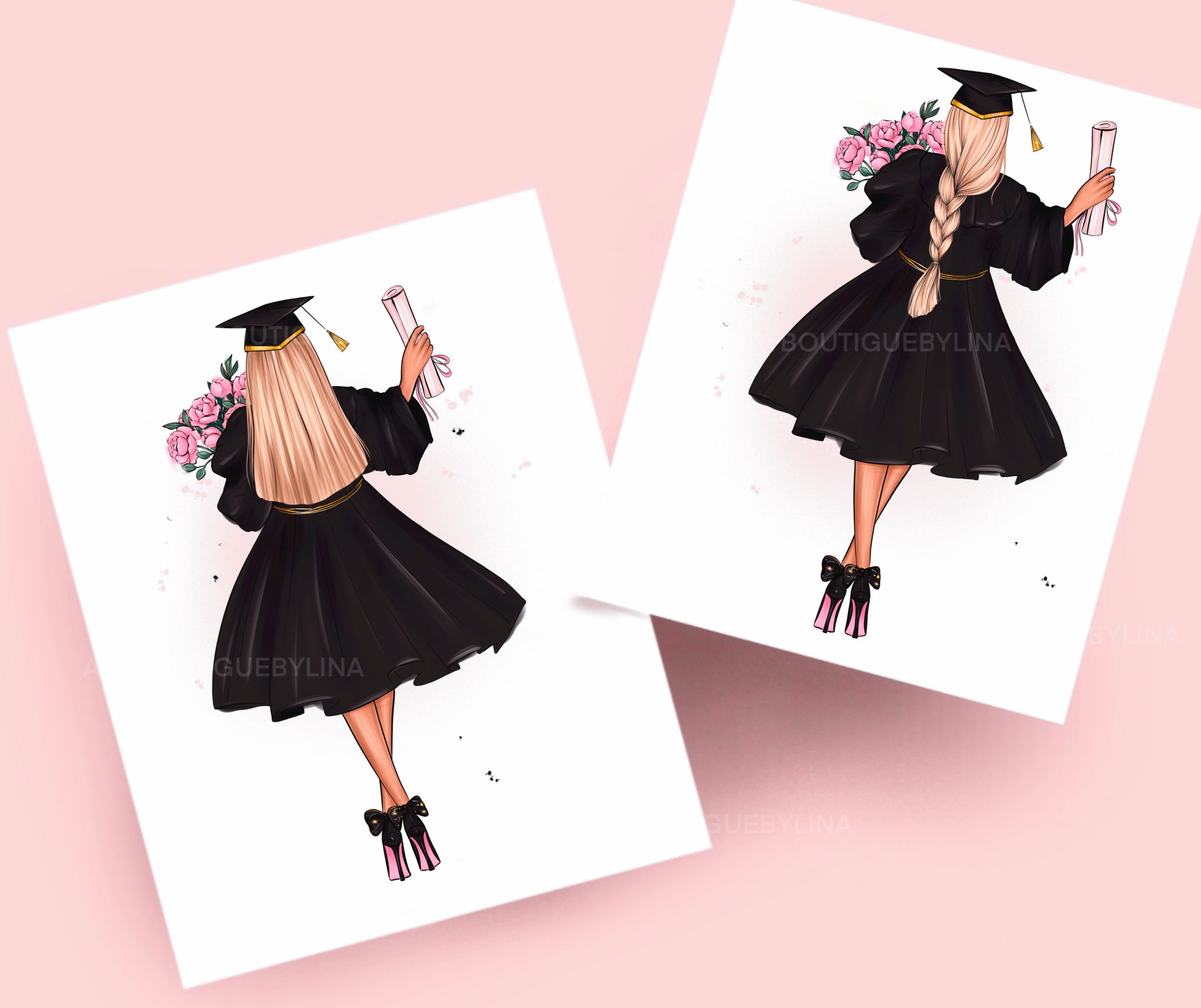 Graduation Girls Clipart Graduation Clipart Grads Friends - Etsy UK