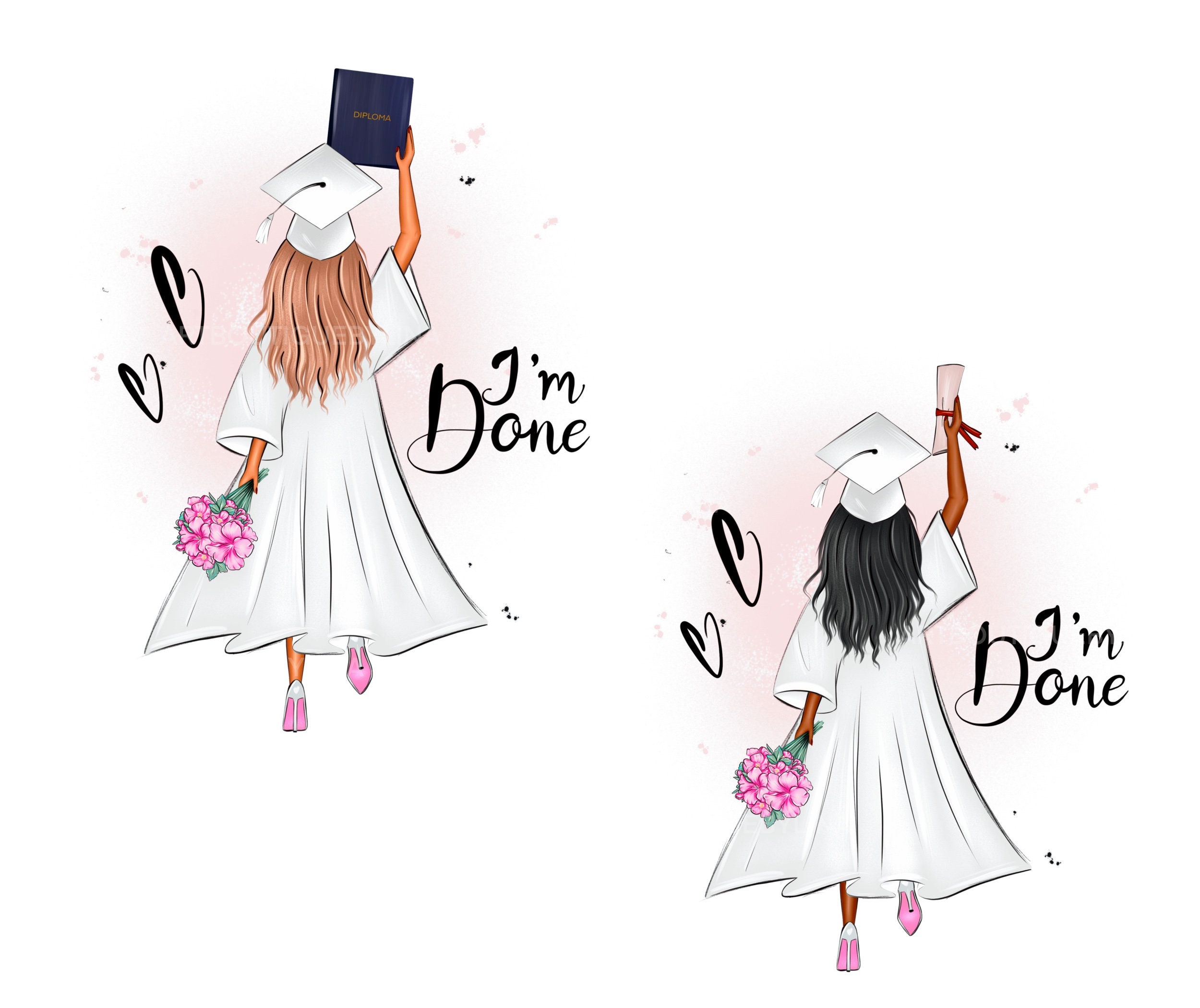 Graduation Girls Clipart Graduation Clipart Grads Friends - Etsy