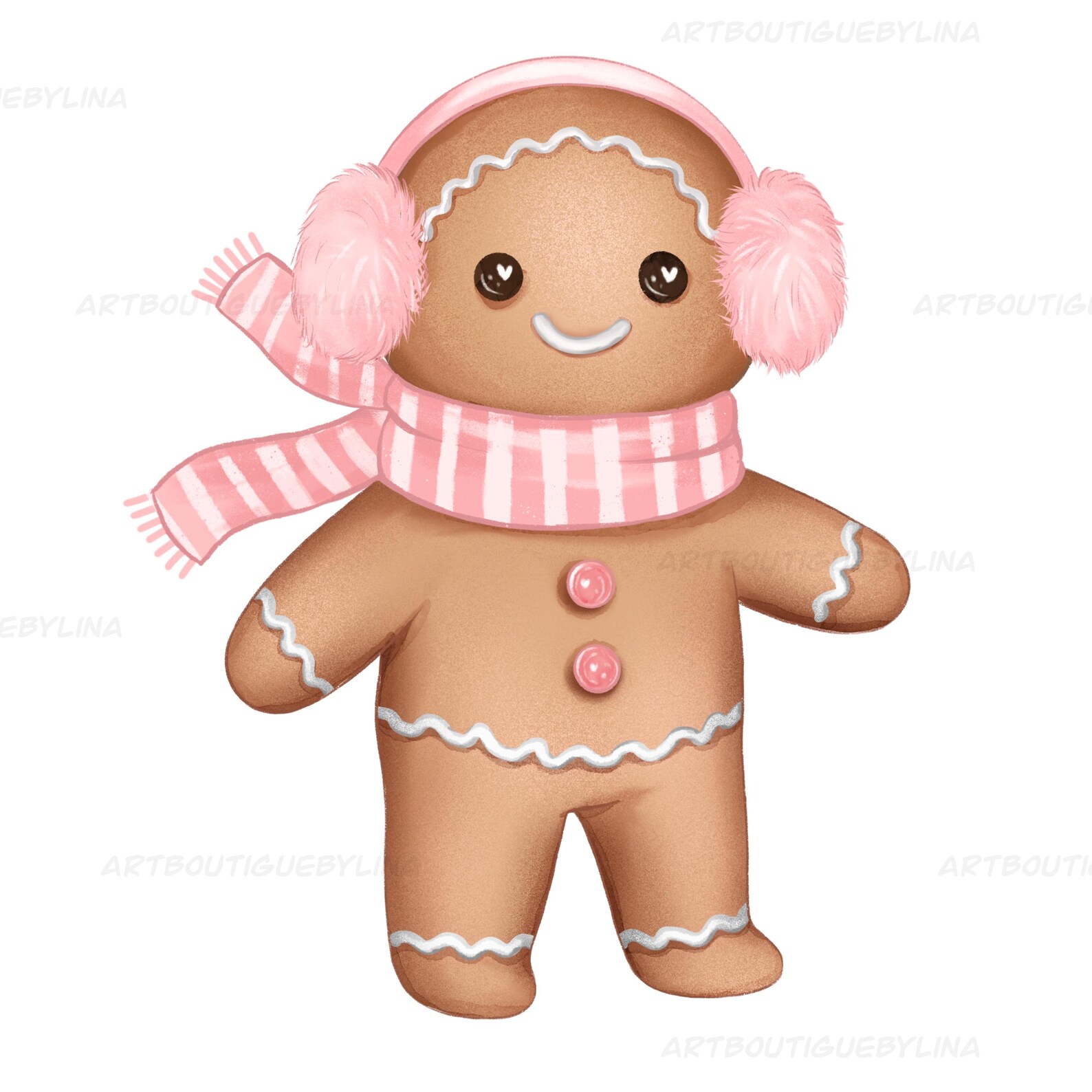 Pink Winter Gingerbread Set PNG, Digital Design | Commercial Use - Etsy
