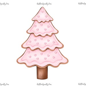 Pink Gingerbread Cookie Clipart Bundle | Watercolor Christmas PNG ...