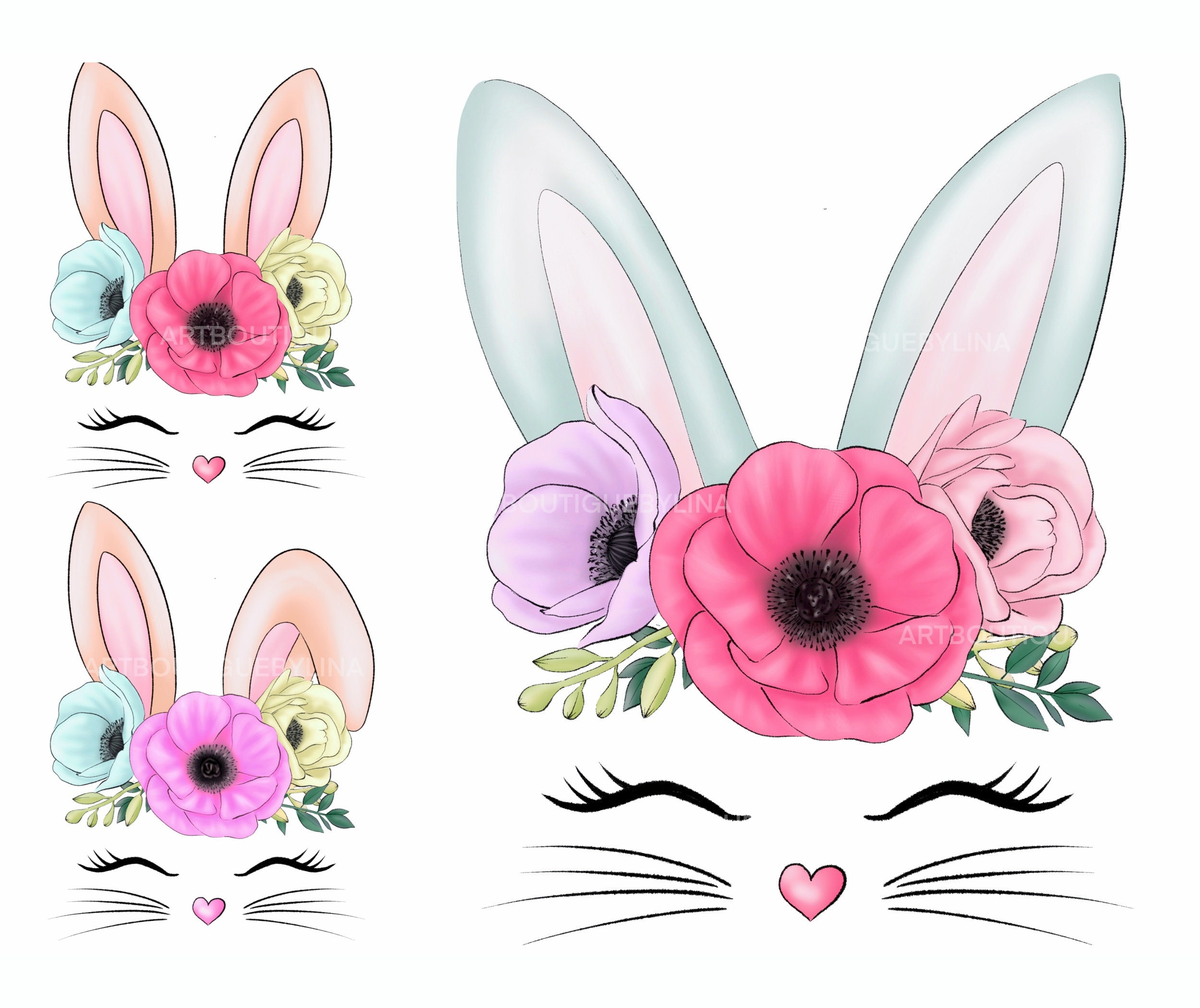 Easter Bunny Ears Clipart Easter Rabbit Spring Clip Art | Etsy