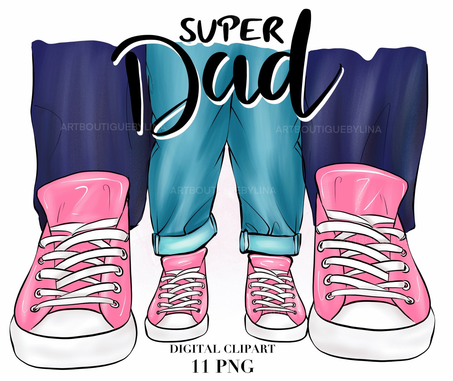 Father's Day Clipart: Dad, Son & Daughter (11 PNG) (digital Download ...