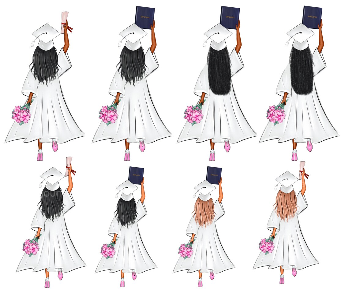 Graduation Girls Clipart Graduation Clipart Grads Friends | Etsy