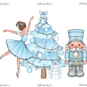 Blue Nutcracker Ballet Clipart Set, Christmas Ballerina PNG (digital ...