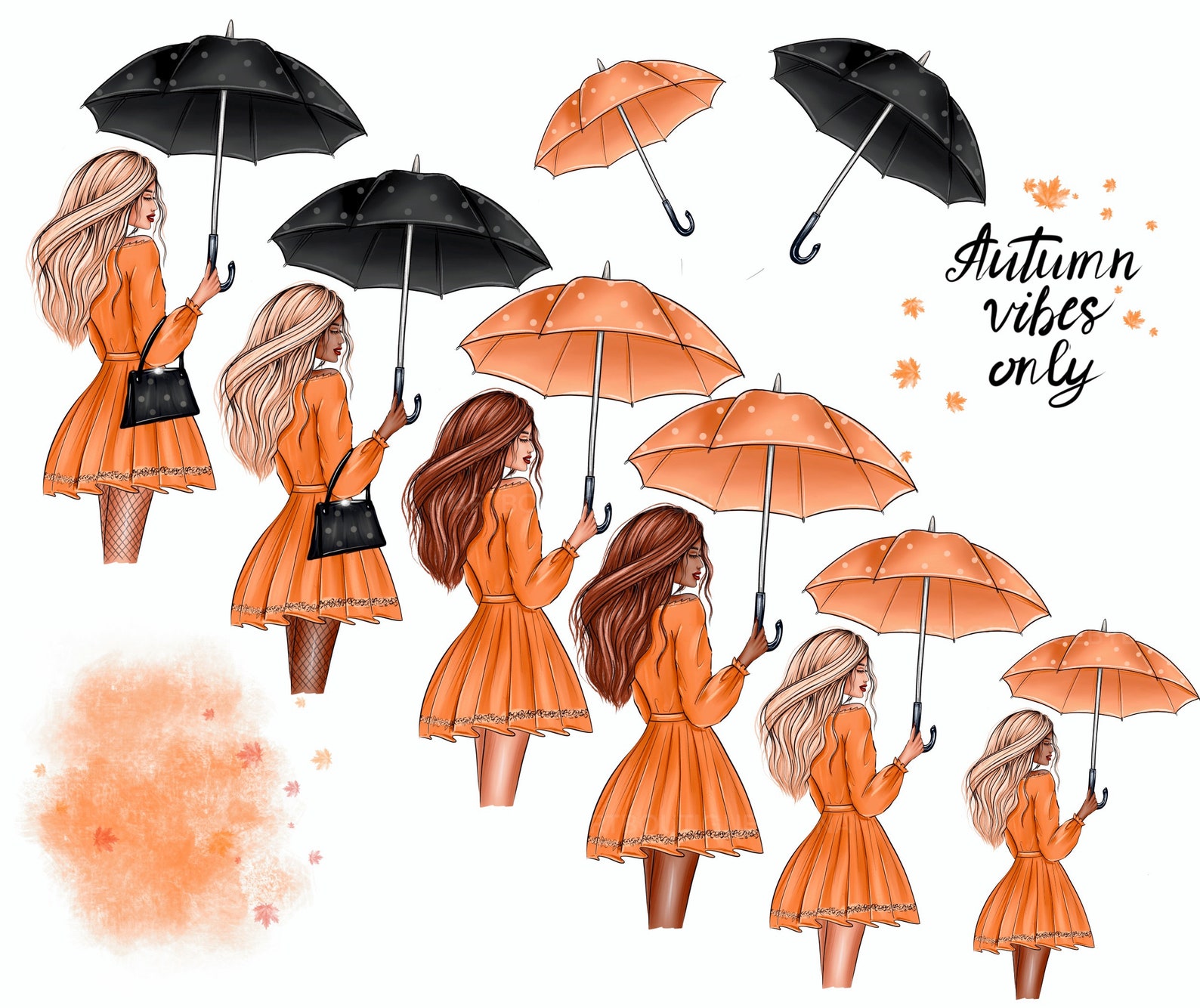 Fall Clipart Autumn Fashion Clipart Autumn Girl Clipart - Etsy
