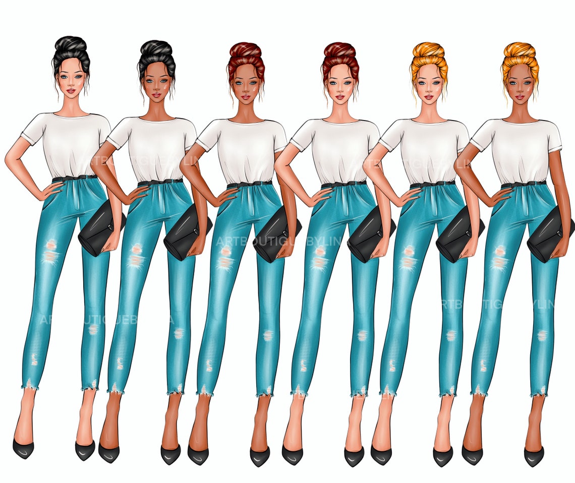 Fashion Girl Clipart African American Clipart Afro Girls - Etsy