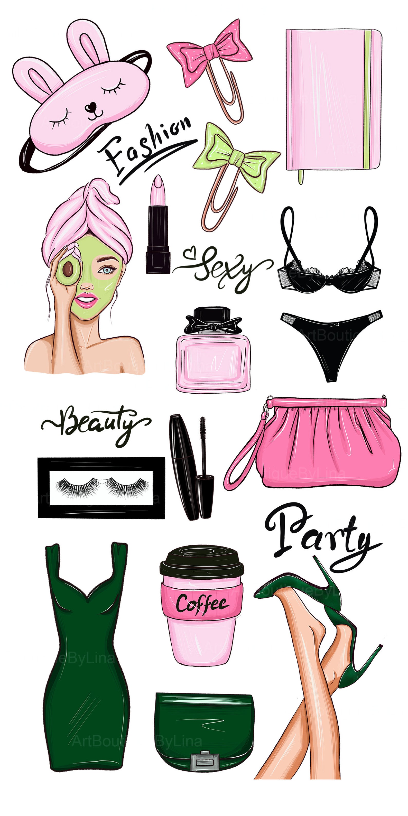 Planner Girl Fashion Clip Art Girl Clip Art Clipart PNG Beauty - Etsy