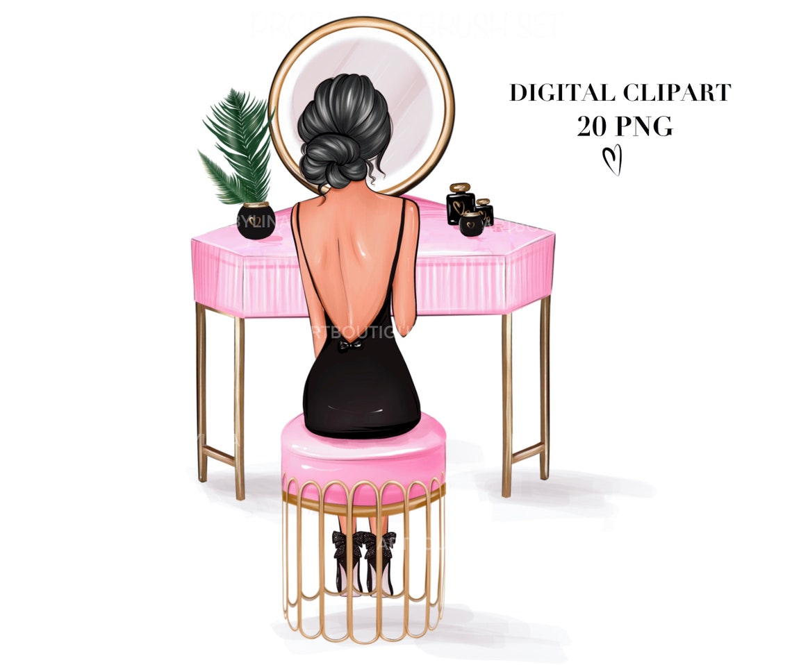 Make up Clipart Glam Fashion Girl Clipart Vanity Clipart - Etsy