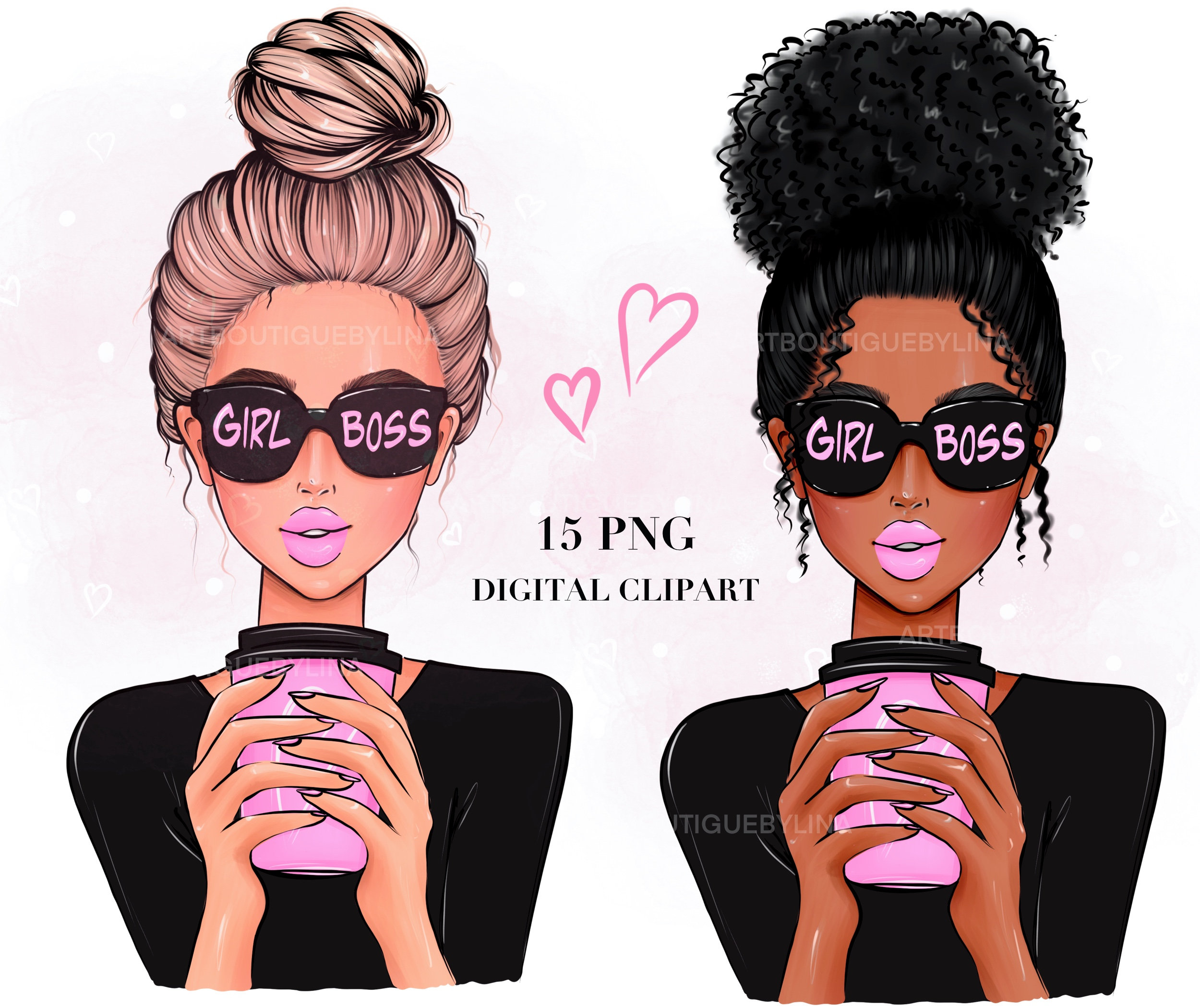 Boss Girl Life Clipart PNG Coffee Clipart Coffee Girl - Etsy UK