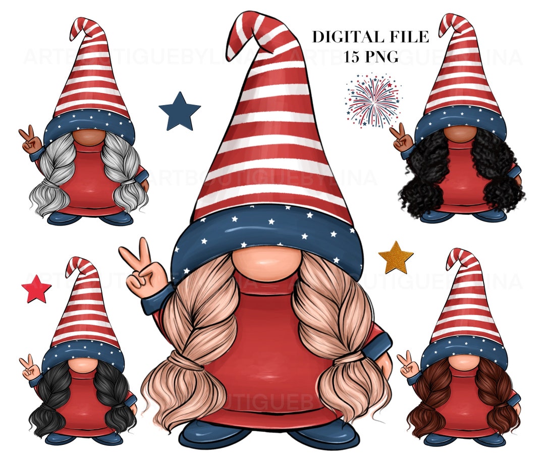 4th of July Gnomes Clipart: Patriotic USA PNG (digital Download) - Etsy