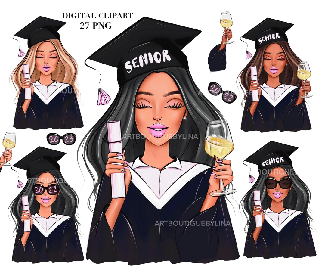 Graduate Clipart, Fashion Girl Clipart, Fashion Illustration, Student ...