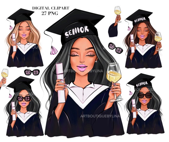 Graduate Clipart Fashion Girl Clipart Fashion Illustration - Etsy