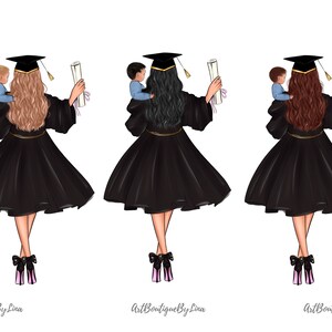 Graduate Mother Clipart | Hand Drawn Digital PNG Set | Graduation Mom ...