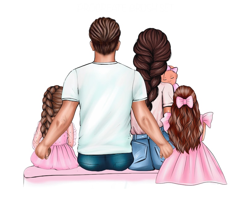 Family Clipart Father Mother Daughters Clipart Daughters - Etsy